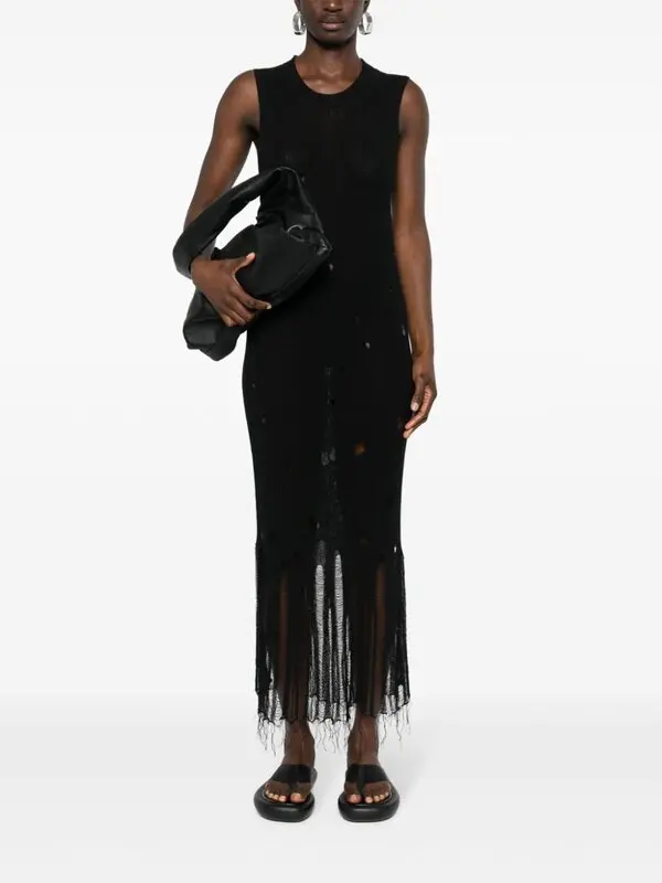 UMA WANG Fine-knit Distressed Maxi Dress