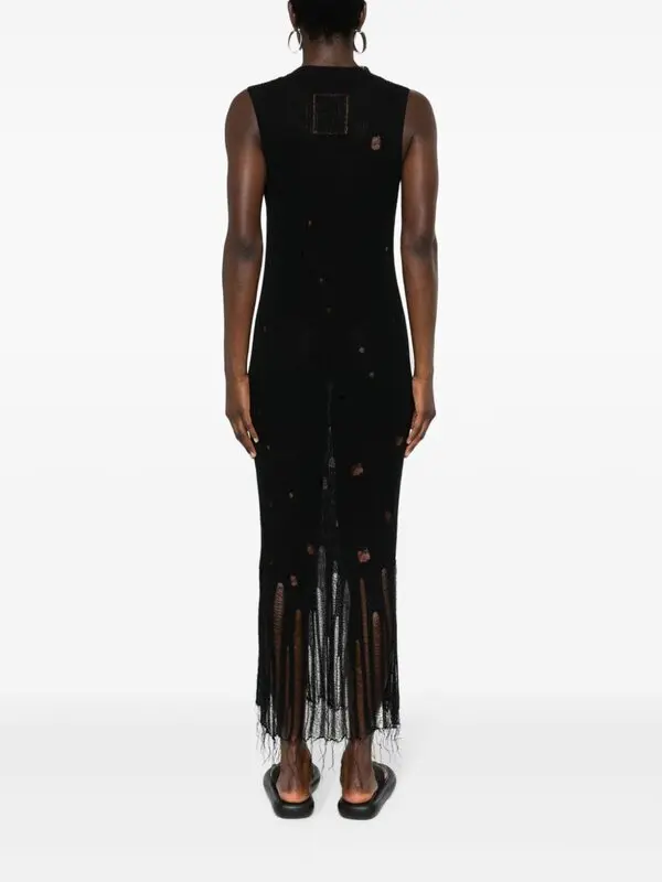 UMA WANG Fine-knit Distressed Maxi Dress
