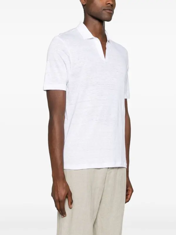 BARBA NAPOLI V-neck Linen Polo Shirt