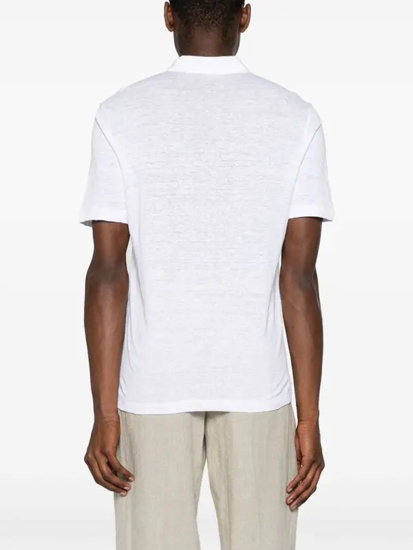 BARBA NAPOLI V-neck Linen Polo Shirt