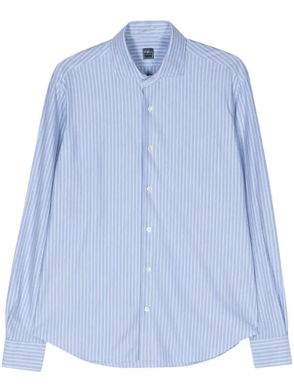 Fedeli Striped Jersey Shirt - Blue