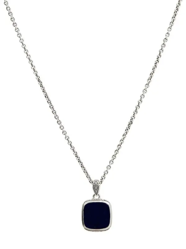 John Varvatos Black Onyx Pendant Necklace - Silver
