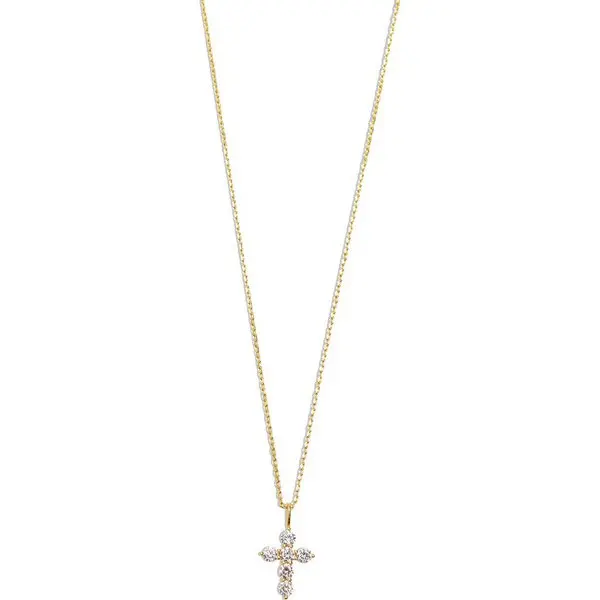 Argento Vivo Cubic Zirconia Cross Pendant Necklace - Gold