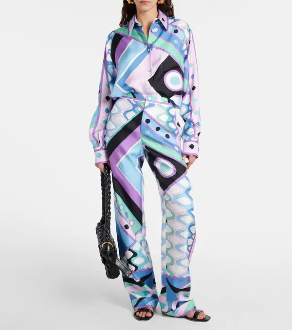 Emilio Pucci Vivara Mid-rise Wide-leg Pants - Multicoloured