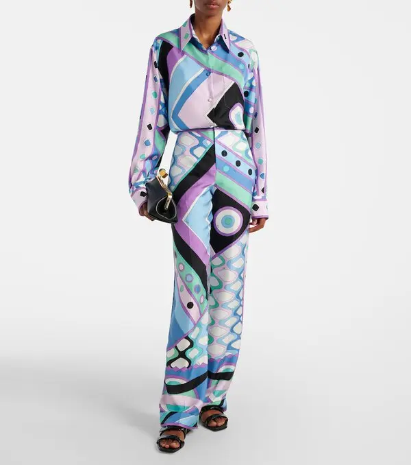 Emilio Pucci Vivara Mid-rise Wide-leg Pants - Multicoloured