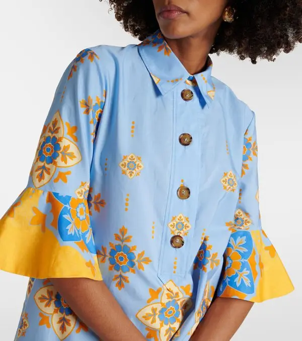 La DoubleJ Artemis Printed Cotton Poplin Maxi Dress - Blue