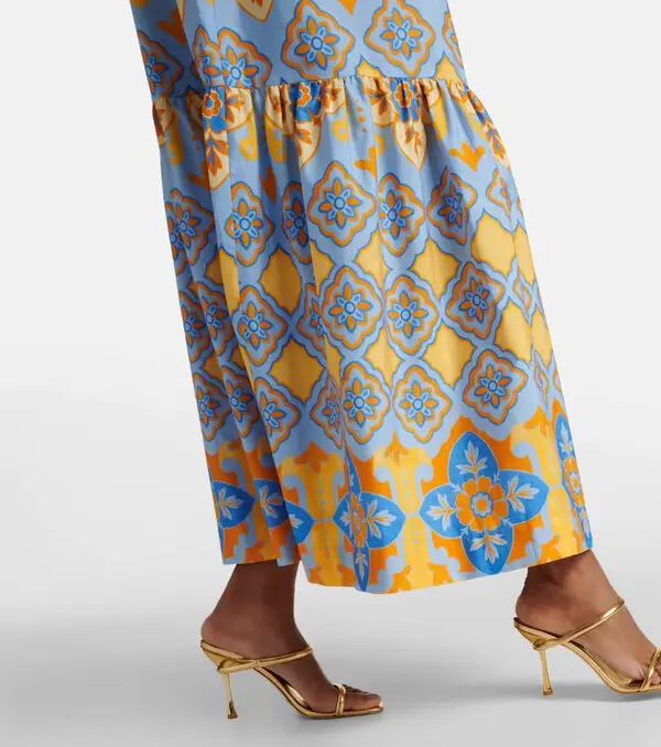La DoubleJ Artemis Printed Cotton Poplin Maxi Dress - Blue