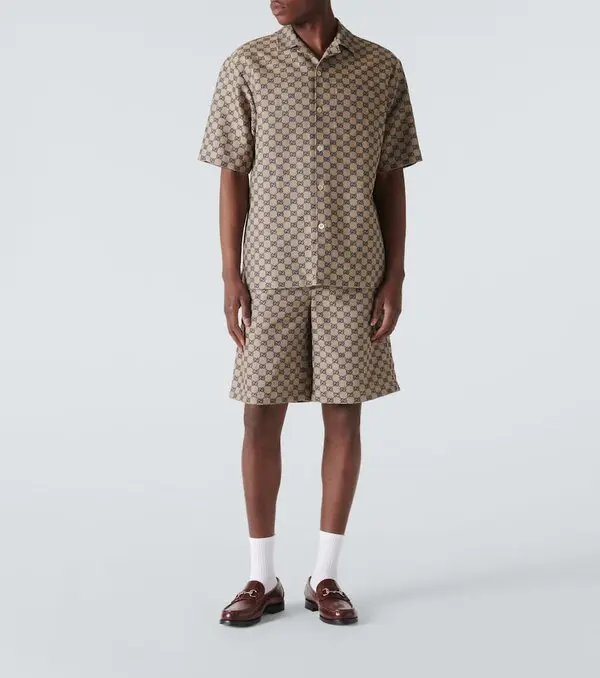 Gucci Gg Canvas Linen-blend Bowling Shirt