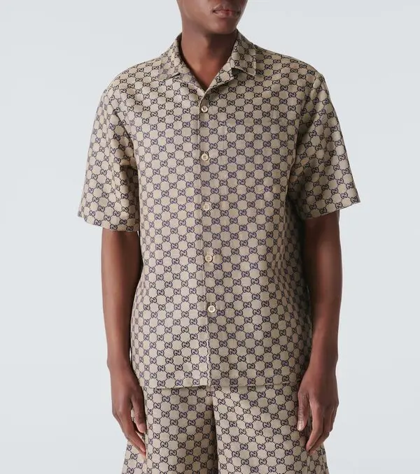 Gucci Gg Canvas Linen-blend Bowling Shirt