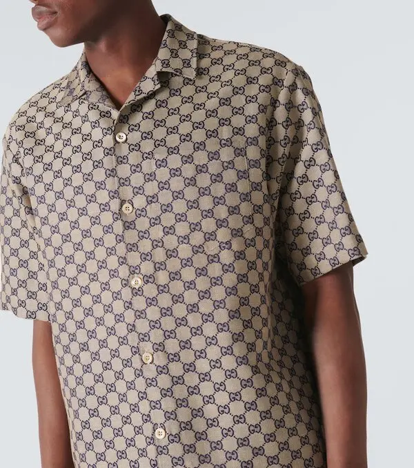 Gucci Gg Canvas Linen-blend Bowling Shirt