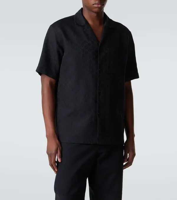 Gucci Gg Canvas Linen-blend Bowling Shirt - Black