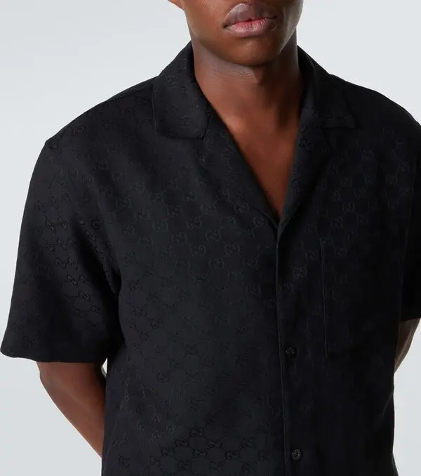 Gucci Gg Canvas Linen-blend Bowling Shirt - Black