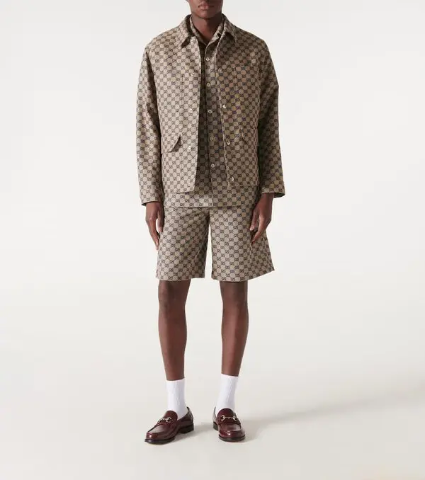 Gucci Gg Linen-blend Shorts - Beige