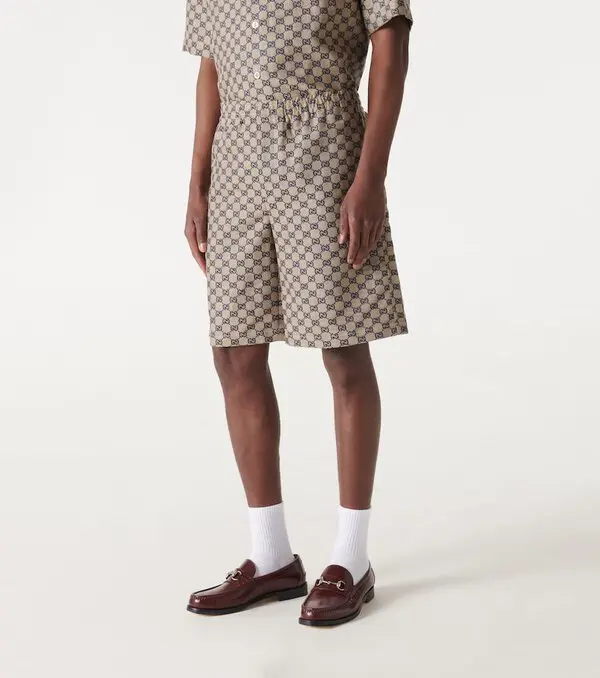 Gucci Gg Linen-blend Shorts - Beige