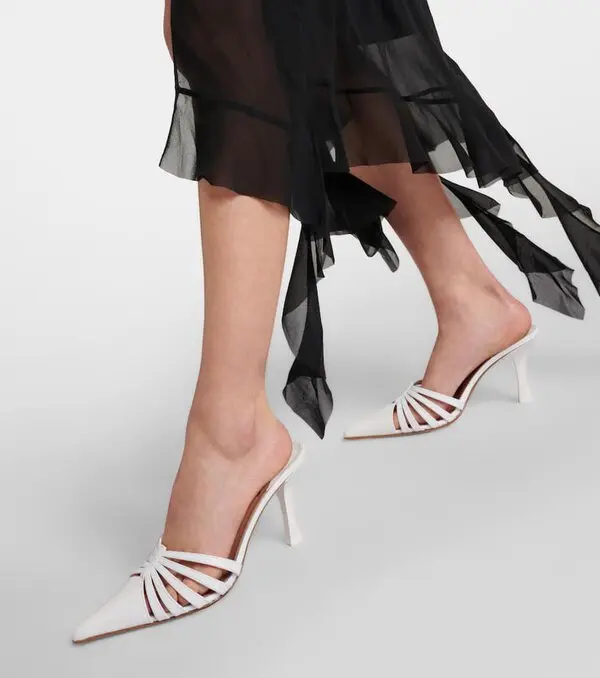Paris Texas Nadia 85 Cutout Leather Mules - White