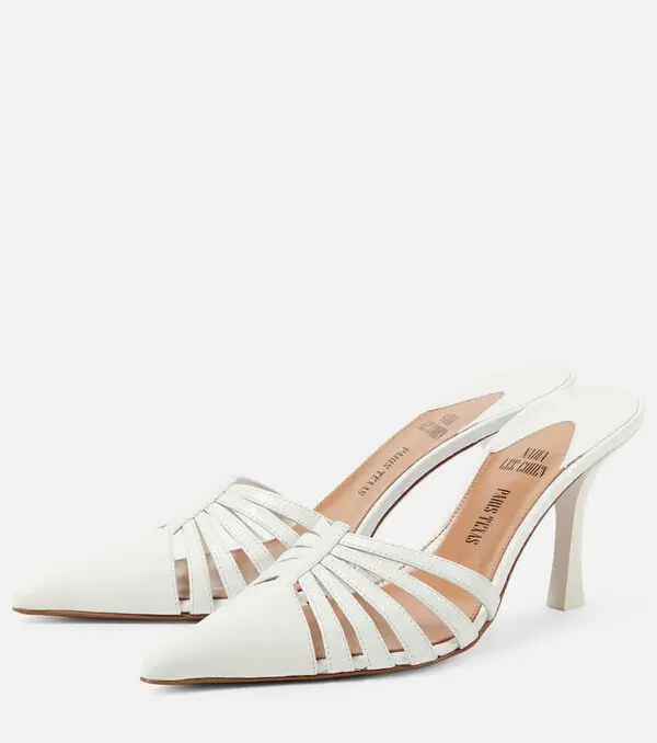 Paris Texas Nadia 85 Cutout Leather Mules - White