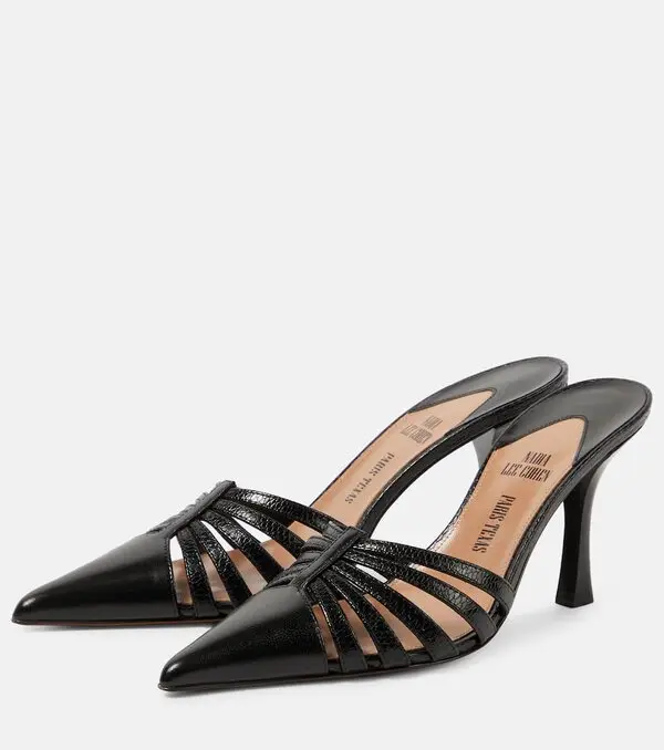 Paris Texas Nadia 85 Cutout Leather Mules - Black