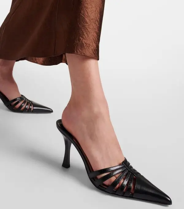 Paris Texas Nadia 85 Cutout Leather Mules - Black