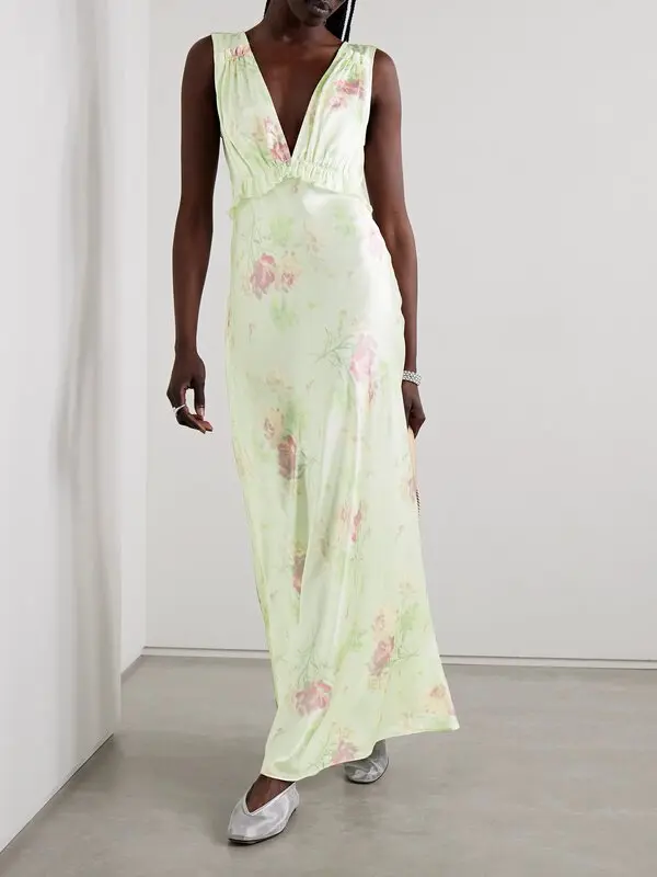suniva silk charmeuse slip dress Double V Slip Dress in Silk Charmeuse Cornflower / Medium