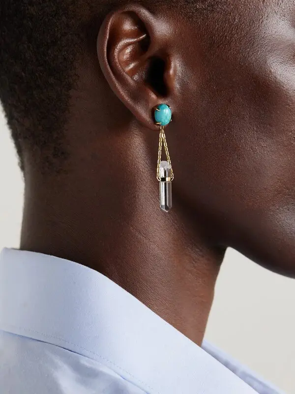 Jia Jia Mona Lisa 14-karat Gold, Quartz And Turquoise Earrings