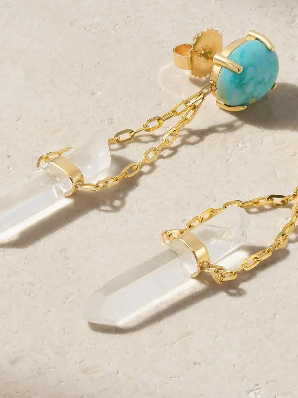 Jia Jia Mona Lisa 14-karat Gold, Quartz And Turquoise Earrings