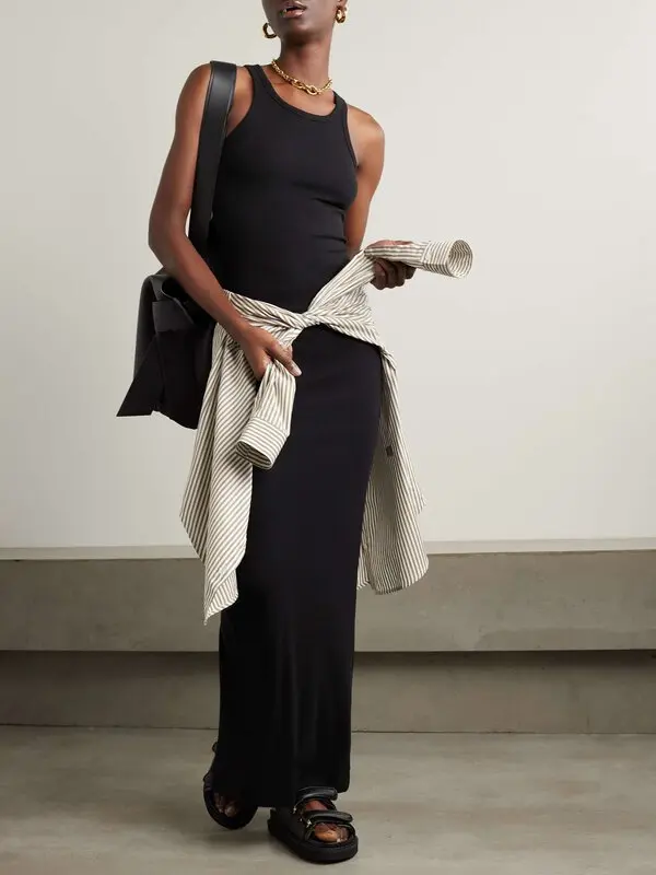 Eterne Emma Ribbed Maxi Skirt - Black
