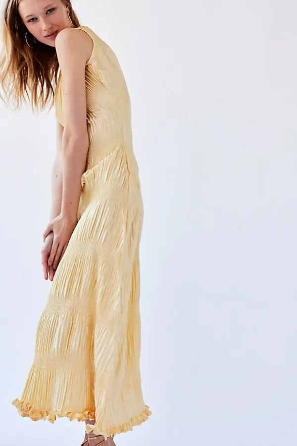 kadiju champagne pleated dress Della Midi Dress