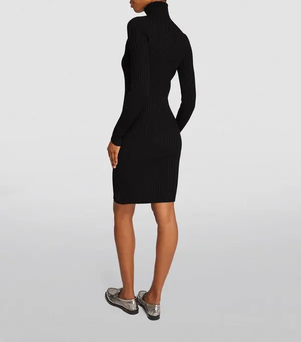 open lace back dress Front Ruffle Rib Dress Black / Small