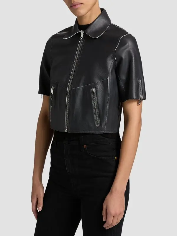 LAMARQUE Sevana Reversible Leather Short-sleeve Jacket