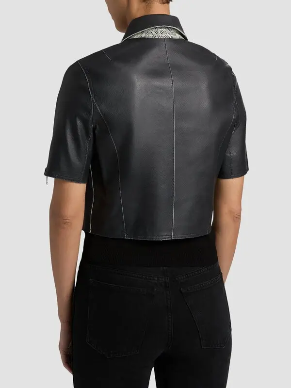 LAMARQUE Sevana Reversible Leather Short-sleeve Jacket