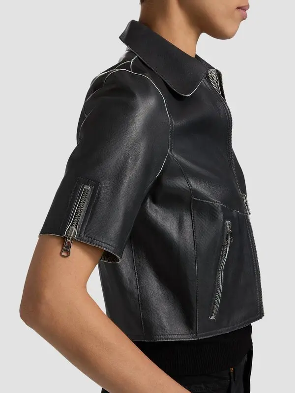 LAMARQUE Sevana Reversible Leather Short-sleeve Jacket