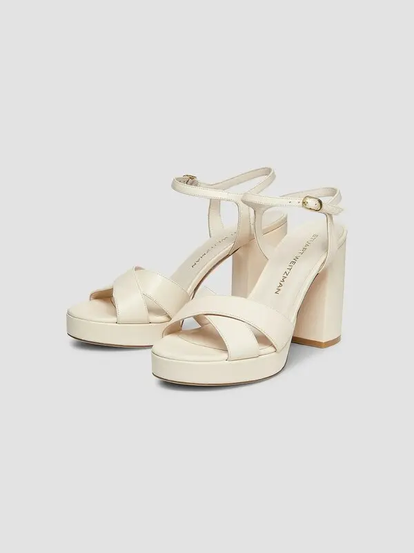 STUART WEITZMAN Dayna 100mm Metallic Leather Platform Sandals - Seashell