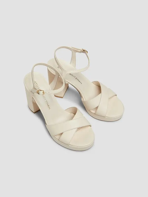 STUART WEITZMAN Dayna 100mm Metallic Leather Platform Sandals - Seashell