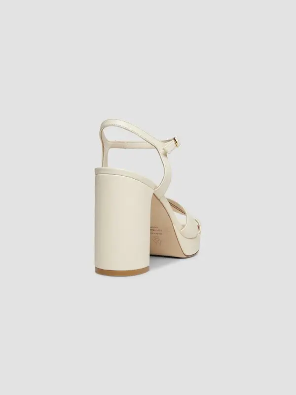 STUART WEITZMAN Dayna 100mm Metallic Leather Platform Sandals - Seashell