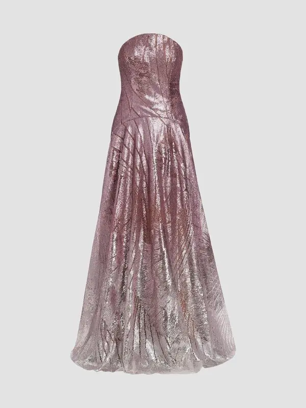 Rene Ruiz Collection Sequined Strapless A-line Gown
