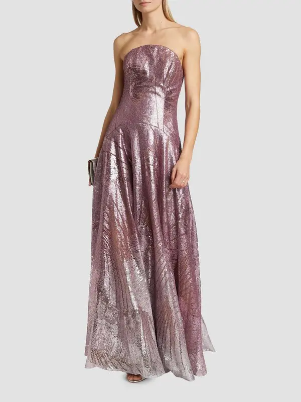 Rene Ruiz Collection Sequined Strapless A-line Gown