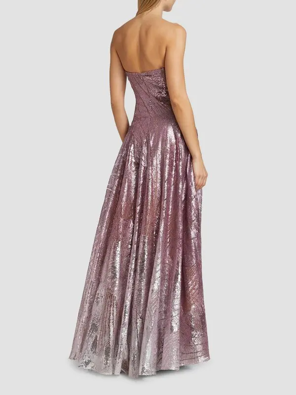 Rene Ruiz Collection Sequined Strapless A-line Gown