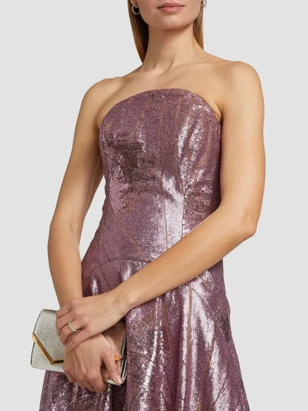 Rene Ruiz Collection Sequined Strapless A-line Gown