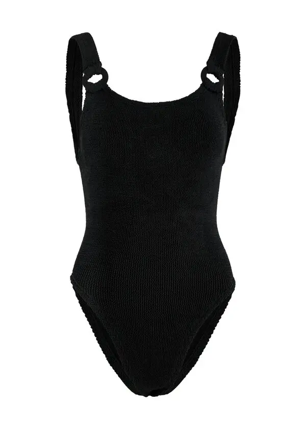 Hunza G Domino Seersucker One-piece Swimsuit - Black