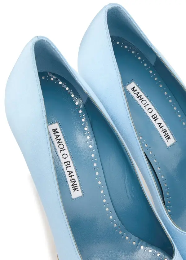 Manolo Blahnik Palos 90 Embellished Satin Pumps - Light Blue