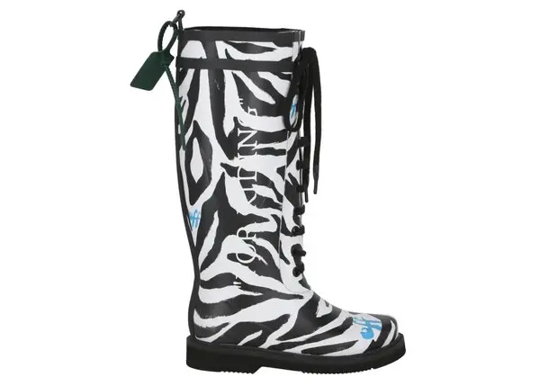 Off-White Off Zebra Print Rain Boot