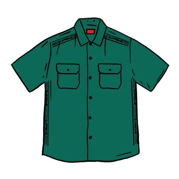 Supreme Logo Rib Short Sleeve Work Shirt - Green