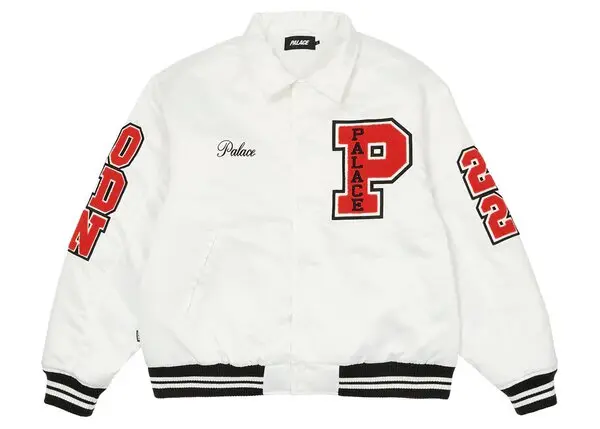 PALACE Satin Varsity Jacket - White