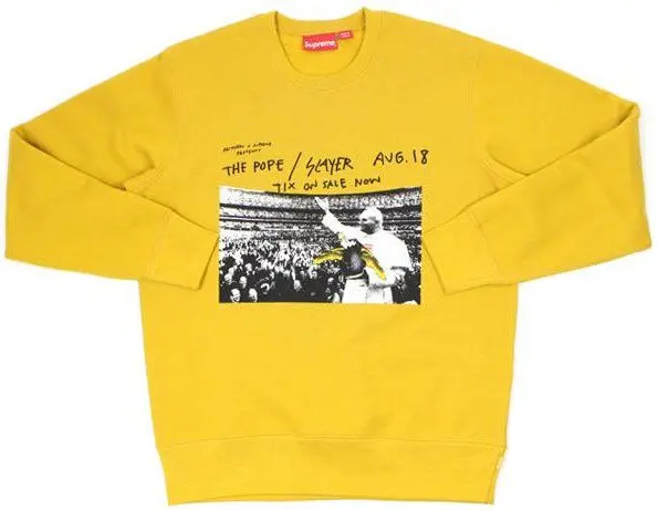 Supreme Antihero Pope Crewneck Sweatshirt - Mustard