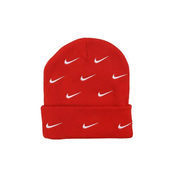 Nike All Over Swoosh Logo Cuffed Beanie - Red