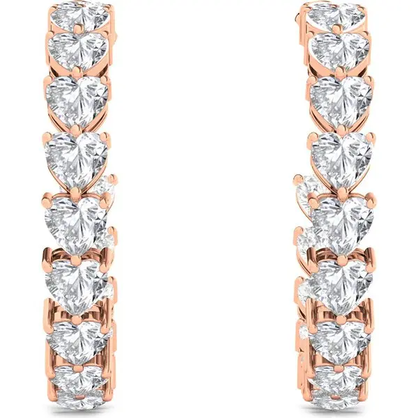 HAUTECARAT Heart Lab Created Diamond Hoop Earrings - 18k Rose Gold