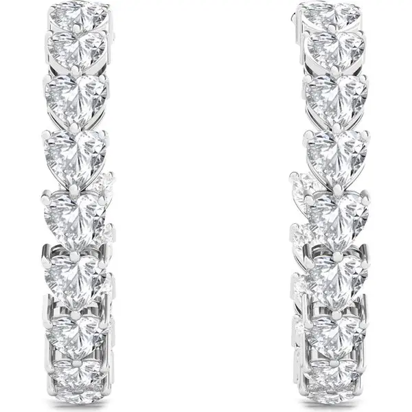 HAUTECARAT Heart Lab Created Diamond Hoop Earrings - 18k White Gold