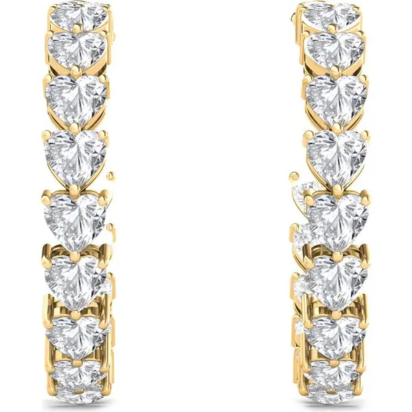 HAUTECARAT Heart Lab Created Diamond Hoop Earrings - 18k Yellow Gold