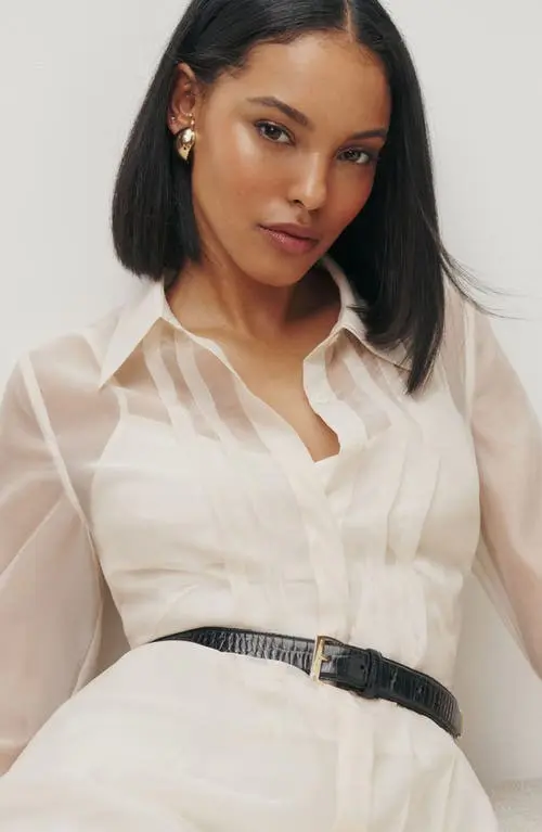 Reformation Andria Long Sleeve Maxi Shirtdress In Ivory - 60% Off 