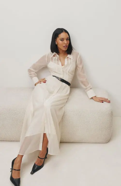 Reformation Andria Long Sleeve Maxi Shirtdress In Ivory - 60% Off |  Editorialist